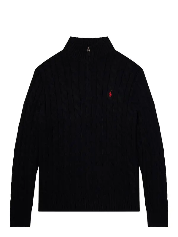 Polo Ralph Lauren Cotton Cable Knit Half-zip Sweater - Black