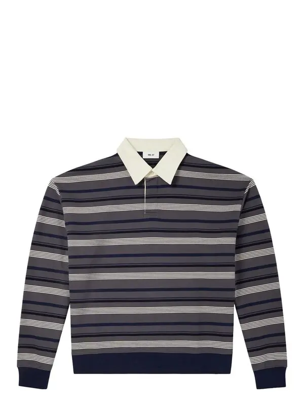 Nn07 David Striped Organic Cotton Polo Shirt - Gray