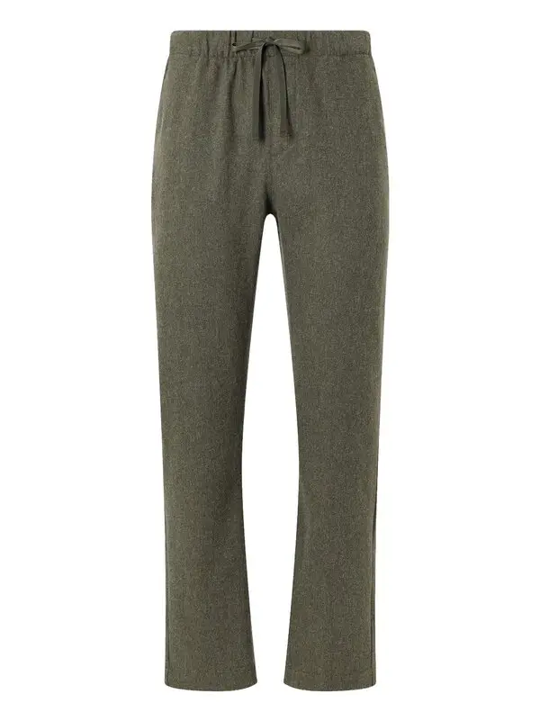 Hartford Joggy Wool Woven Trousers - Green