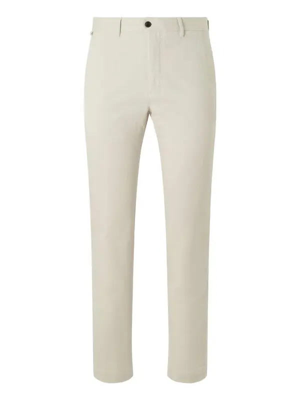 SLOWEAR Straight-leg Cotton-blend Twill Trousers - Ecru