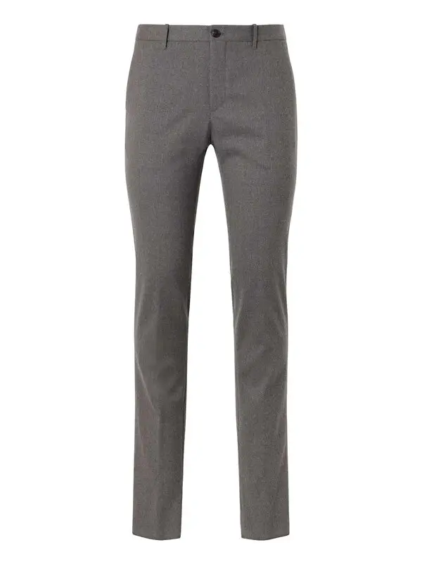 SLOWEAR Straight-leg Wool-blend Tekno Flannel Trousers - Gray