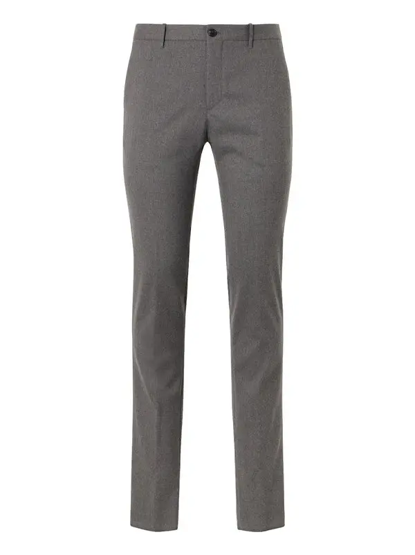 SLOWEAR Straight-leg Wool-blend Tekno Flannel Trousers - Gray