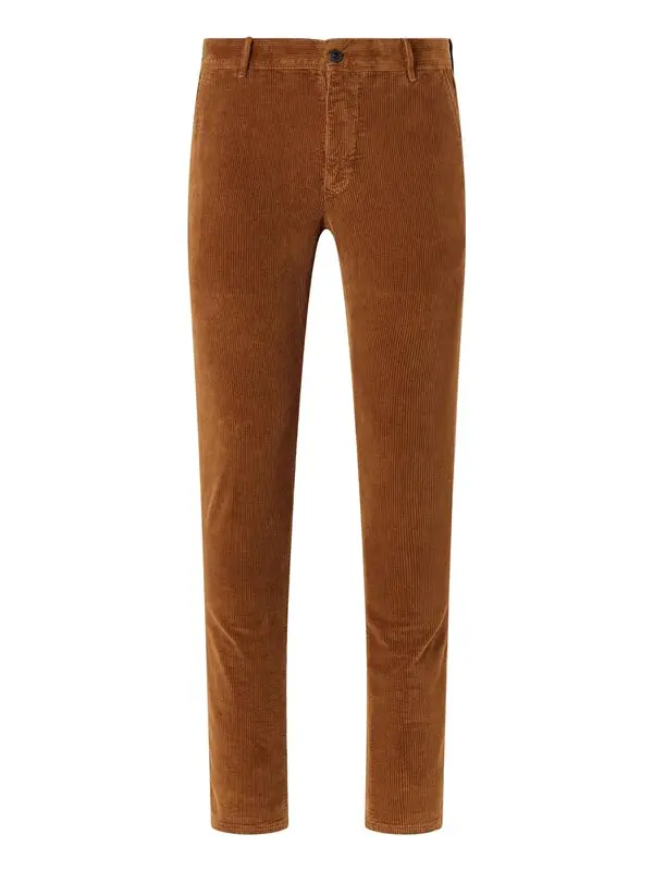 SLOWEAR Straight-leg Cotton-blend Corduroy Trousers - Brown