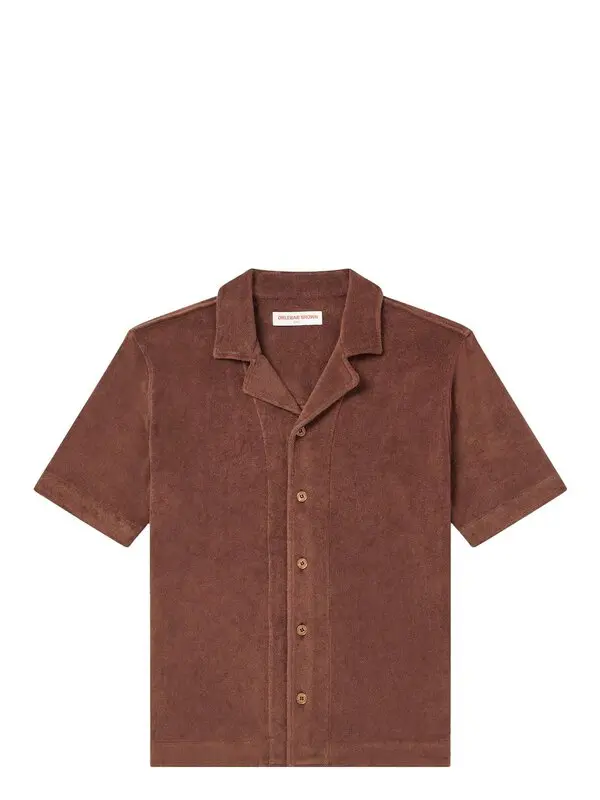 Orlebar Brown Hawkin Solid Cotton Organic Terry Shirt - Brown