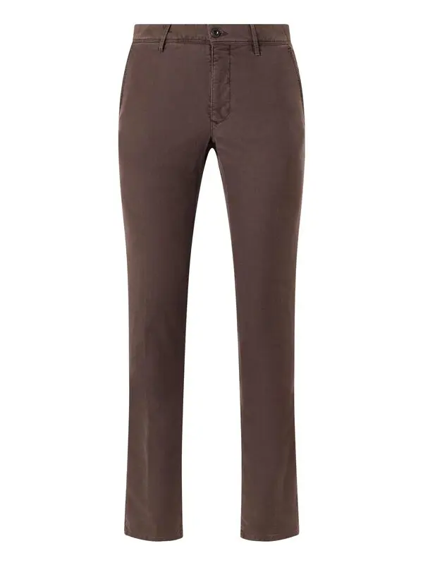 SLOWEAR Slim-fit Straight-leg Stretch-cotton Trousers - Brown