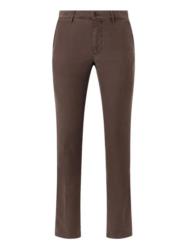 SLOWEAR Slim-fit Straight-leg Stretch-cotton Trousers - Brown