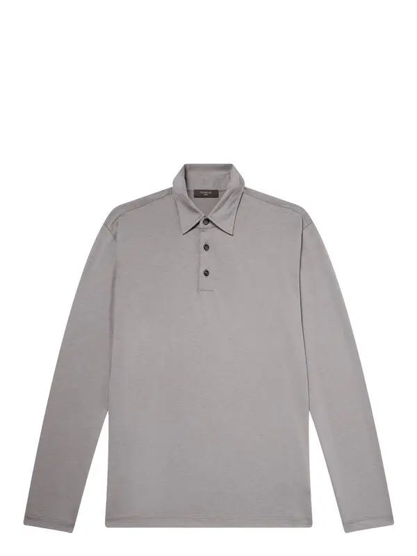 SLOWEAR Zanone Cotton And Silk-blend Jersey Polo Shirt - Gray