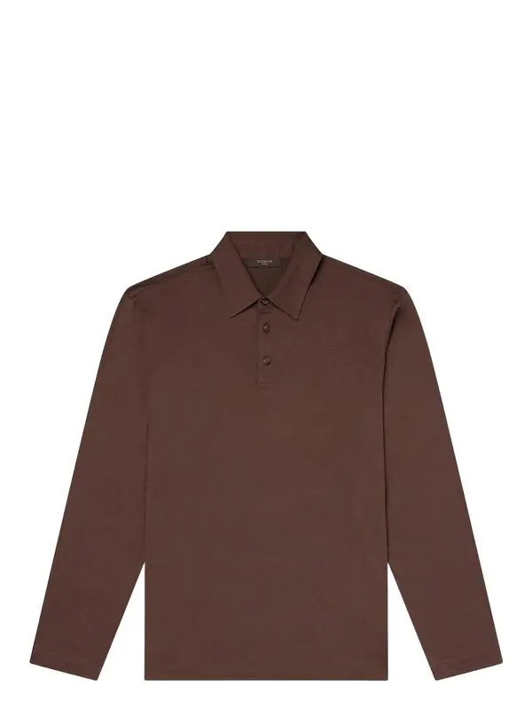 SLOWEAR Zanone Cotton And Silk-blend Jersey Polo Shirt - Brown