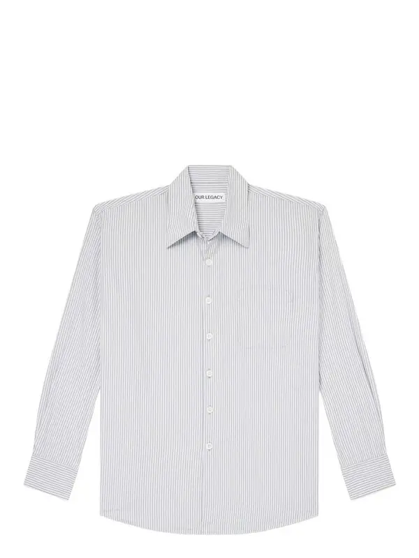 Our Legacy Above Striped Cotton-poplin Shirt - Light Blue