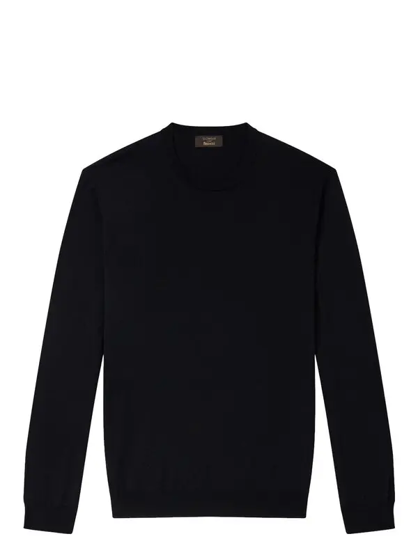 SLOWEAR Flexwool" Slim Fit Crewneck Sweater - Black
