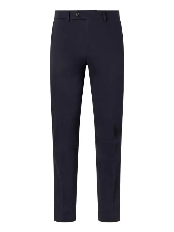 SLOWEAR Straight-leg Stretch-cotton Gabardine Trousers - Navy