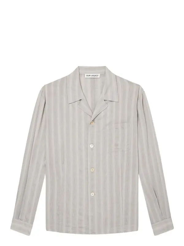 Our Legacy Private Camp-collar Striped Woven Shirt - Gray