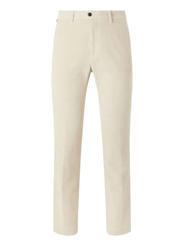 SLOWEAR Straight-leg Cotton-blend Corduroy Trousers - Ecru