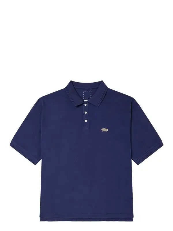 Visvim Mondo Weller Logo-appliquéd Cotton-piqué Polo Shirt - Blue
