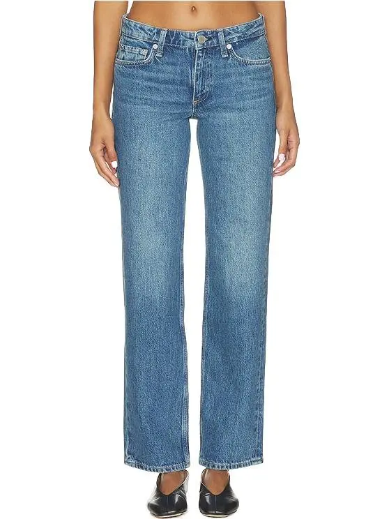 Rag & Bone Harlow Low Rise Full Length Slim Straight Jeans In Blue - Candice