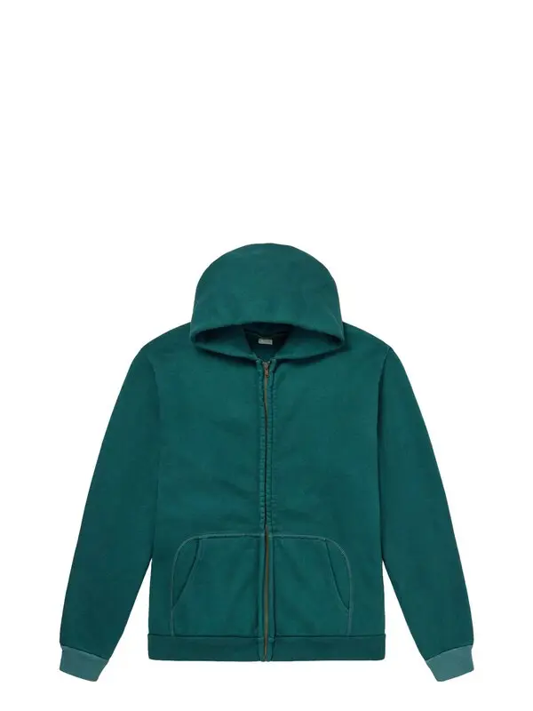 A.PRESSE Vintage Cotton-jersey Zip-up Hoodie - Green