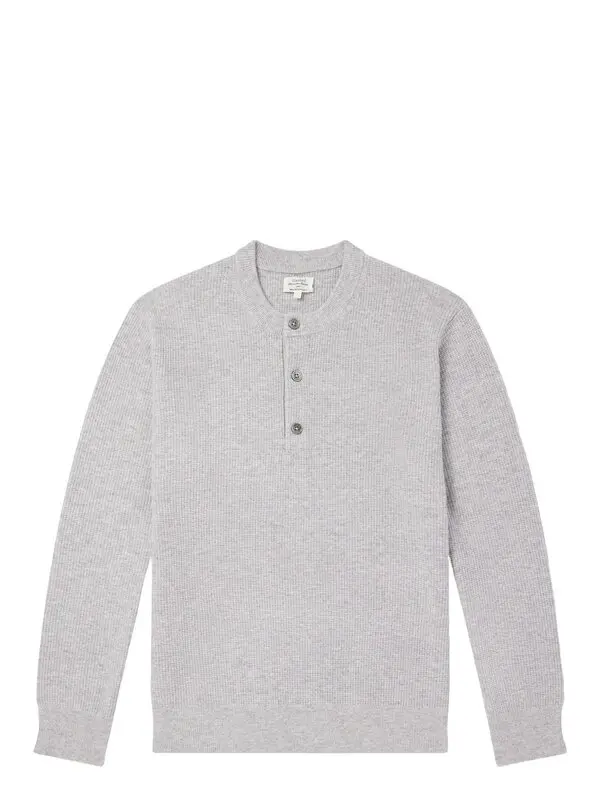 Hartford Wool And Cashmere-blend Waffle Henley Sweater - Gray