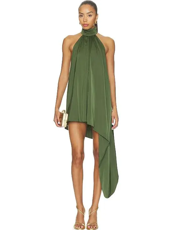 MORE TO COME Katheryn Asymmetrical Mini Dress - Green