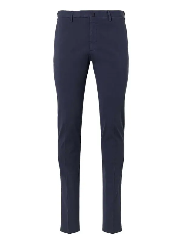 SLOWEAR Slim Batavia Straight-leg Cotton-blend Woven Trousers - Navy