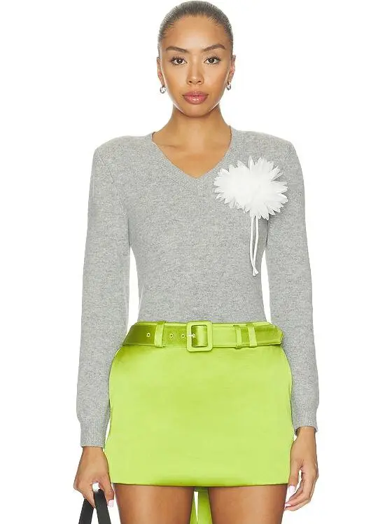 SELF-PORTRAIT Flower Wool Jumper - Grey