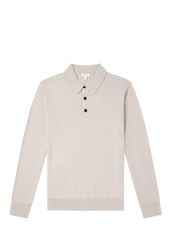 Sunspel Cashmere Polo-shirt - Ecru