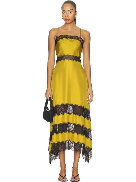 Ulla Johnson Coco Sleeveless Silk Dress In Olive - Citrine