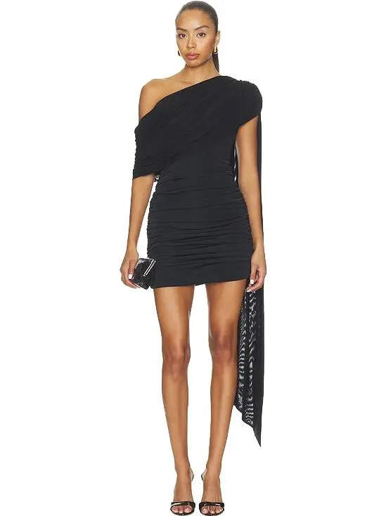 CURAAE BY ELLIATT Asymmetrical One-shoulder Mini Dress - Black