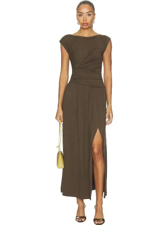 Paige Kalindi Dress In Brown - Fern