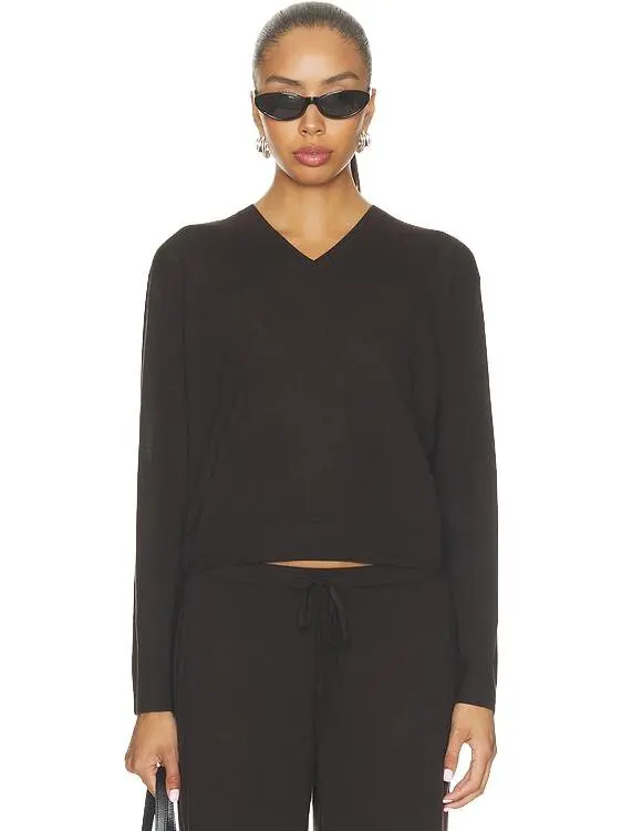 LESET James V Neck Top - Chocolate