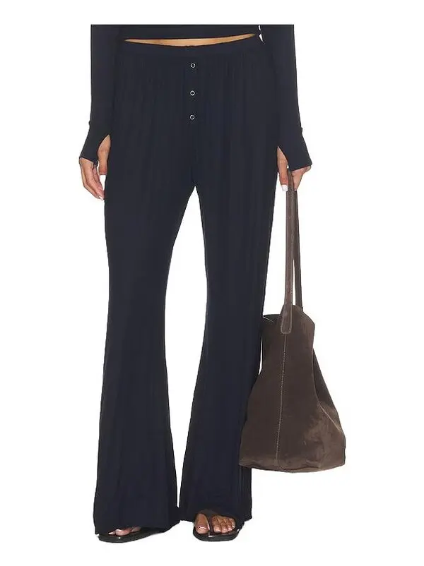 Michael Lauren Laguna Wide Leg Pant With Snaps - Navy