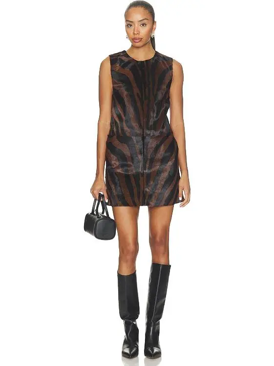 Simkhai Sonoma Sleeveless Mini Dress In Brown - Zebra