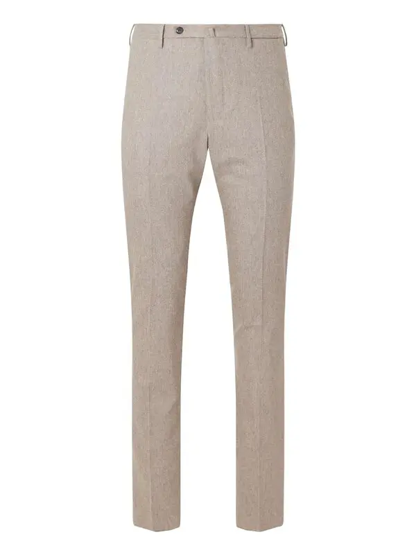 SLOWEAR Straight-leg Wool-blend Flannel Trousers - Beige