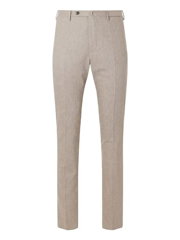 SLOWEAR Straight-leg Wool-blend Flannel Trousers - Neutrals