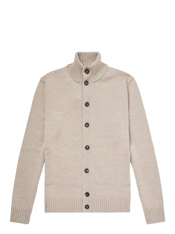 SLOWEAR Wool Cardigan With Button Detail - Neutrals