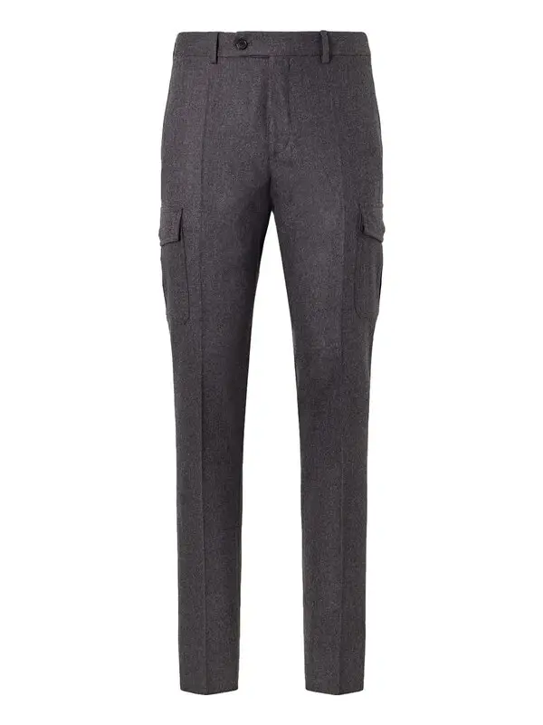 SLOWEAR Straight-leg Brushed Wool-blend Trousers - Gray