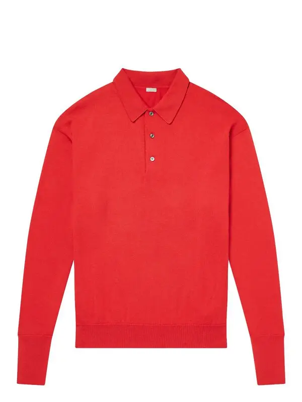 A.PRESSE Wool Polo Shirt - Red
