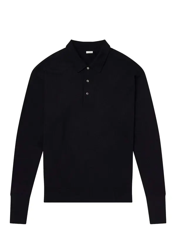 A.PRESSE Wool Polo Shirt - Black