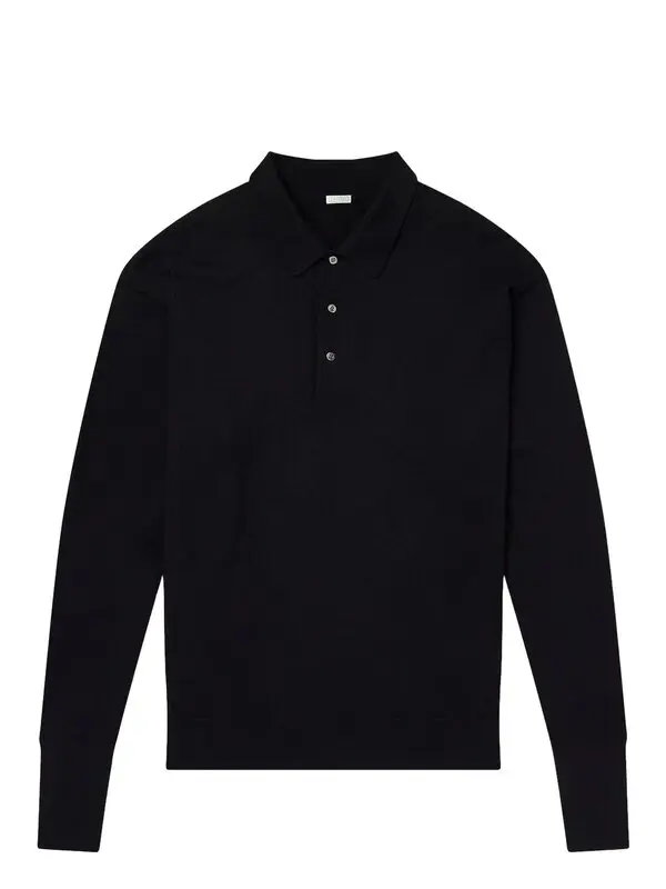 A.PRESSE Wool Polo Shirt - Black