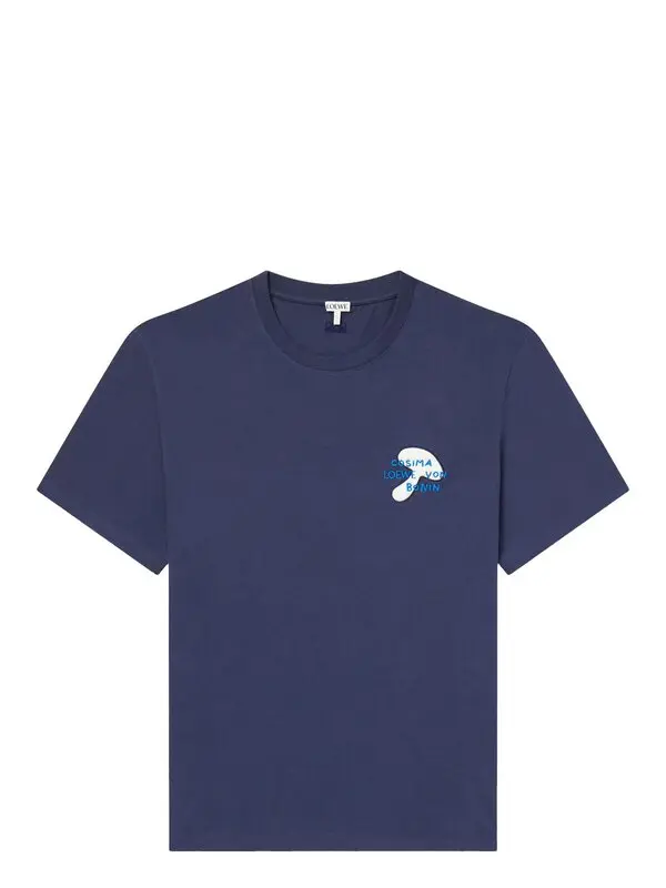 Loewe Embroidered Cotton-jersey T-shirt - Blue