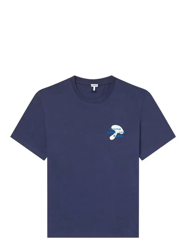 Loewe Embroidered Cotton-jersey T-shirt - Navy