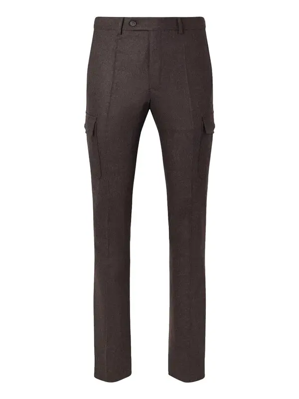 SLOWEAR Straight-leg Brushed Wool-blend Trousers - Brown