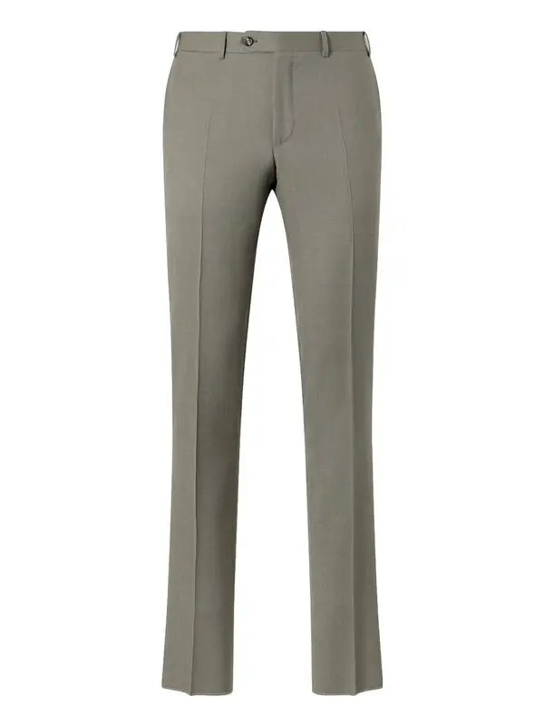 Canali Tailored Wool Suit Trousers - Brown