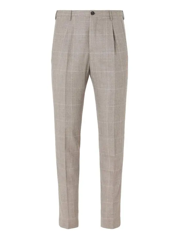 SLOWEAR Tapered Prince Of Wales Checked Wool And Cashmere-blend Trousers - Gray