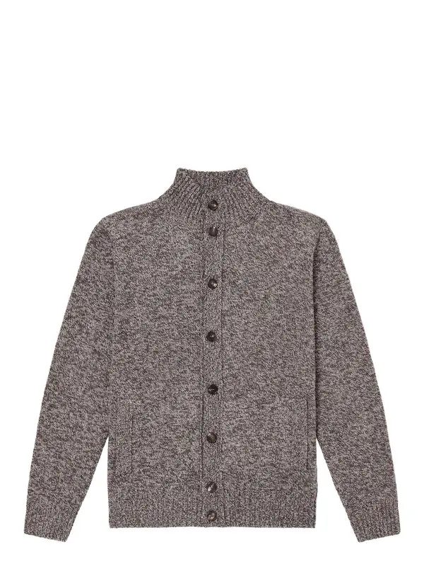 SLOWEAR Turtleneck Virgin Wool Cardigan - Brown