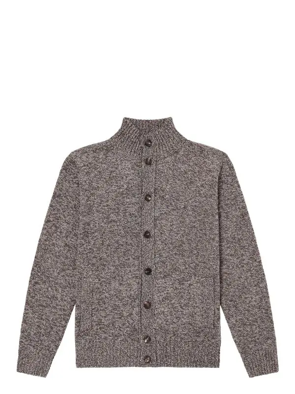 SLOWEAR Virgin Wool Turtleneck Cardigan - Brown