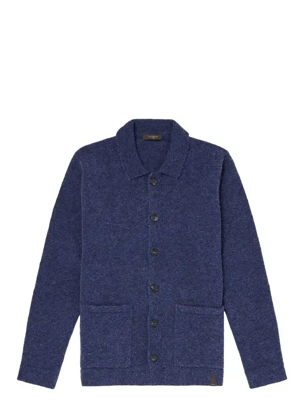 SLOWEAR Bouclé Wool-blend Cardigan - Blue