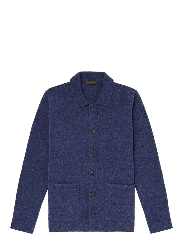 SLOWEAR Bouclé Wool-blend Cardigan - Navy