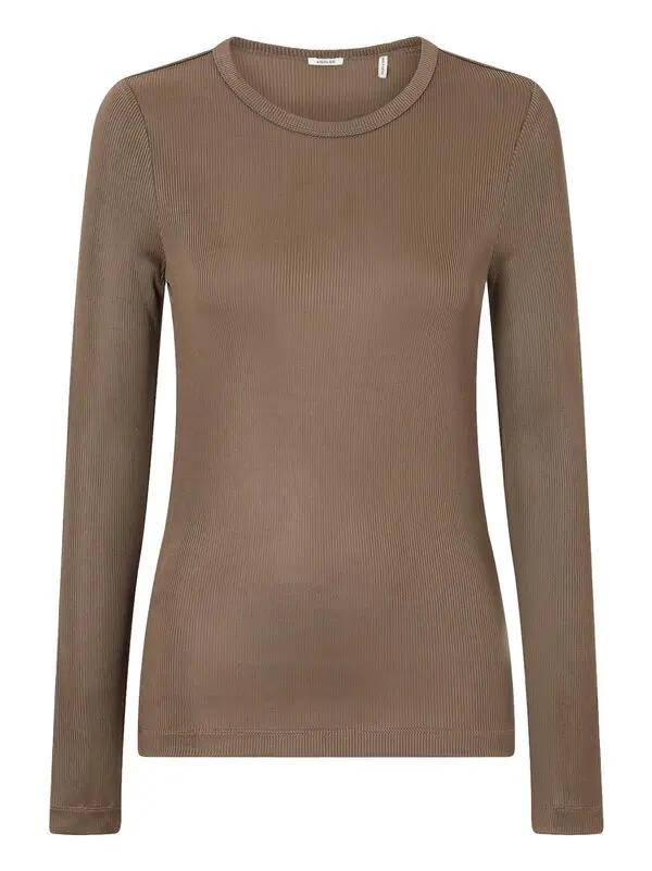 AGOLDE Delphi Ribbed Stretch T-shirt - Brown