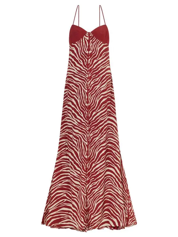 CALA DE LA CRUZ Zebra Print Maxi Dress - Red