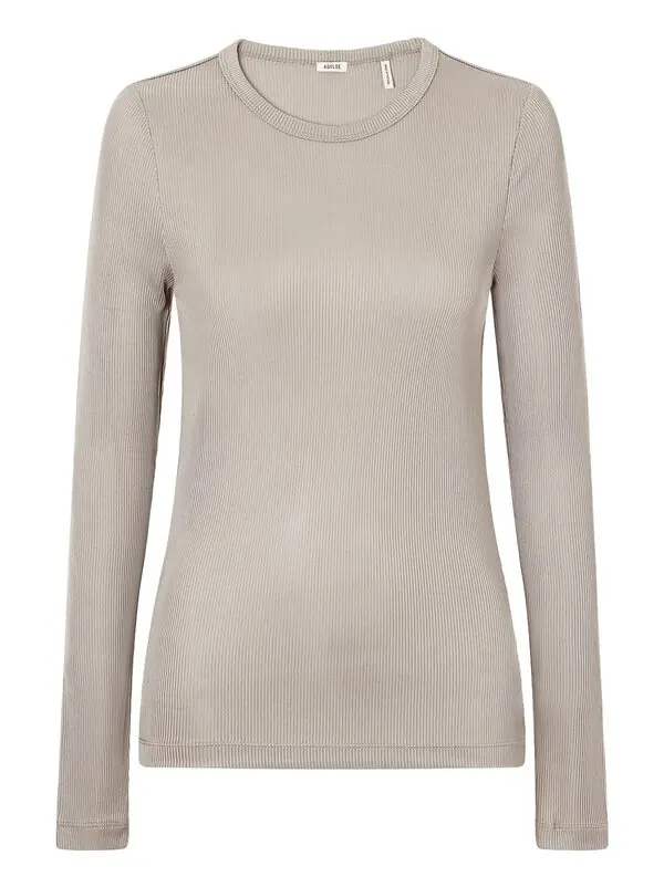 AGOLDE Delphi Ribbed Stretch Long Sleeve T-shirt - Brown